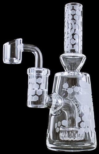 7″ Bee Hex Etched Capsule Banger Hanger Oil Rig Water Pipe – 4 Aces ...