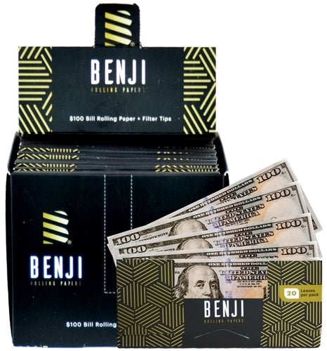 Benji 100 Dollar Bill Rolling Papers and Tips 24pk – 4 Aces Wholesale