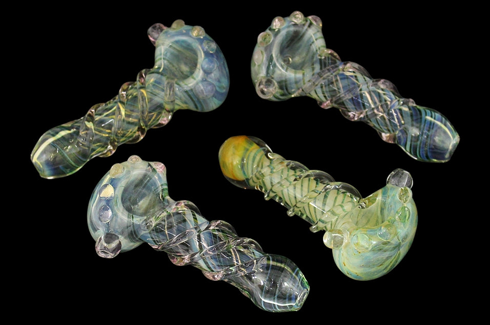 4ct 4″ Coil Crown Fuming Hand Pipe 4 Aces Wholesale