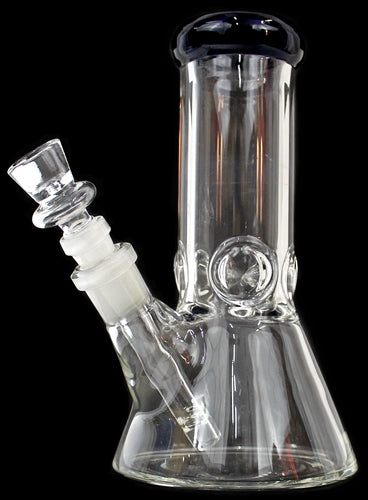 8″ Glass On Glass Color Rim Stubby Beaker Water Pipe – 4 Aces Wholesale