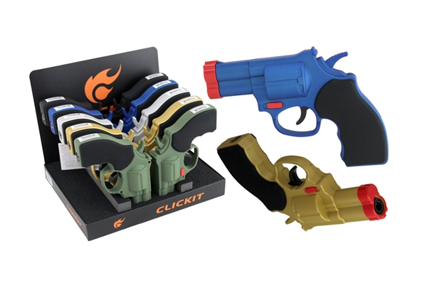 Click It Revolver Gun Torch Lighter 10pk – 4 Aces Wholesale